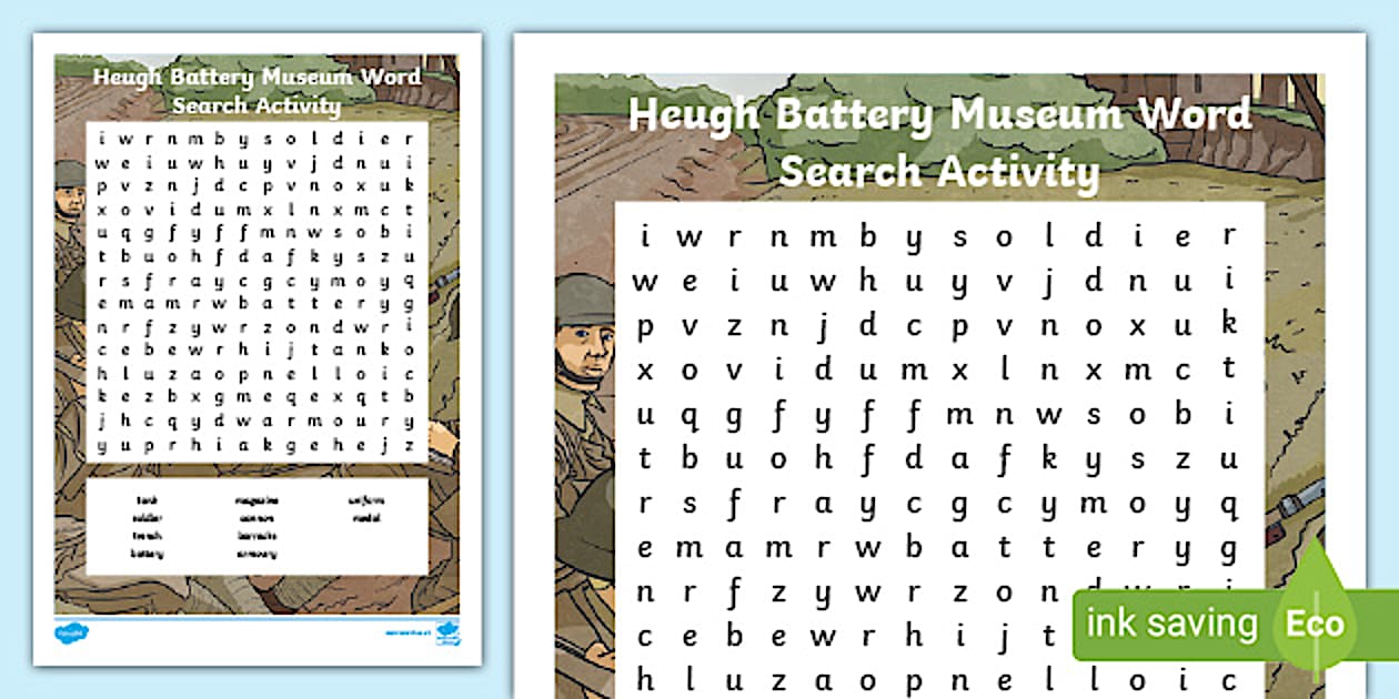 Heugh Battery Museum Word Search Activity (teacher made)
