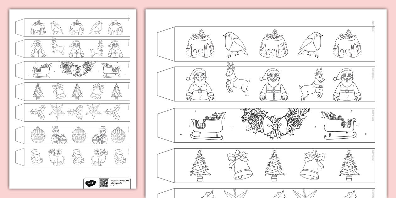 Christmas Colouring Paper Chain (teacher made) - Twinkl