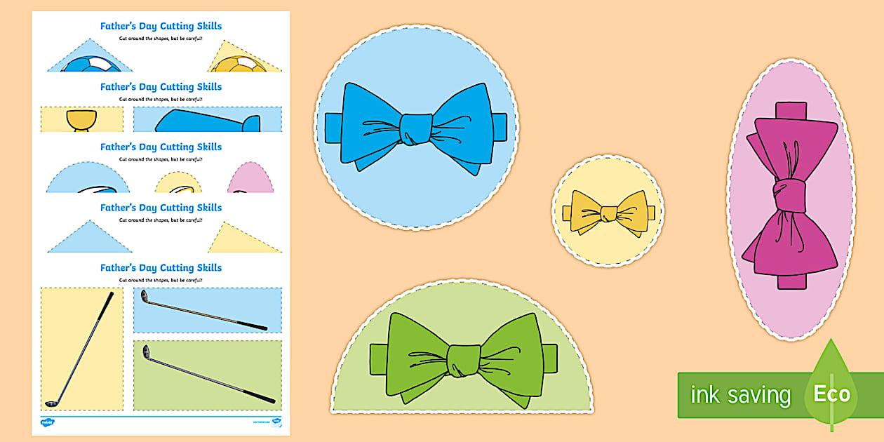 Father's Day Cutting Skills Worksheet / Worksheet - Twinkl