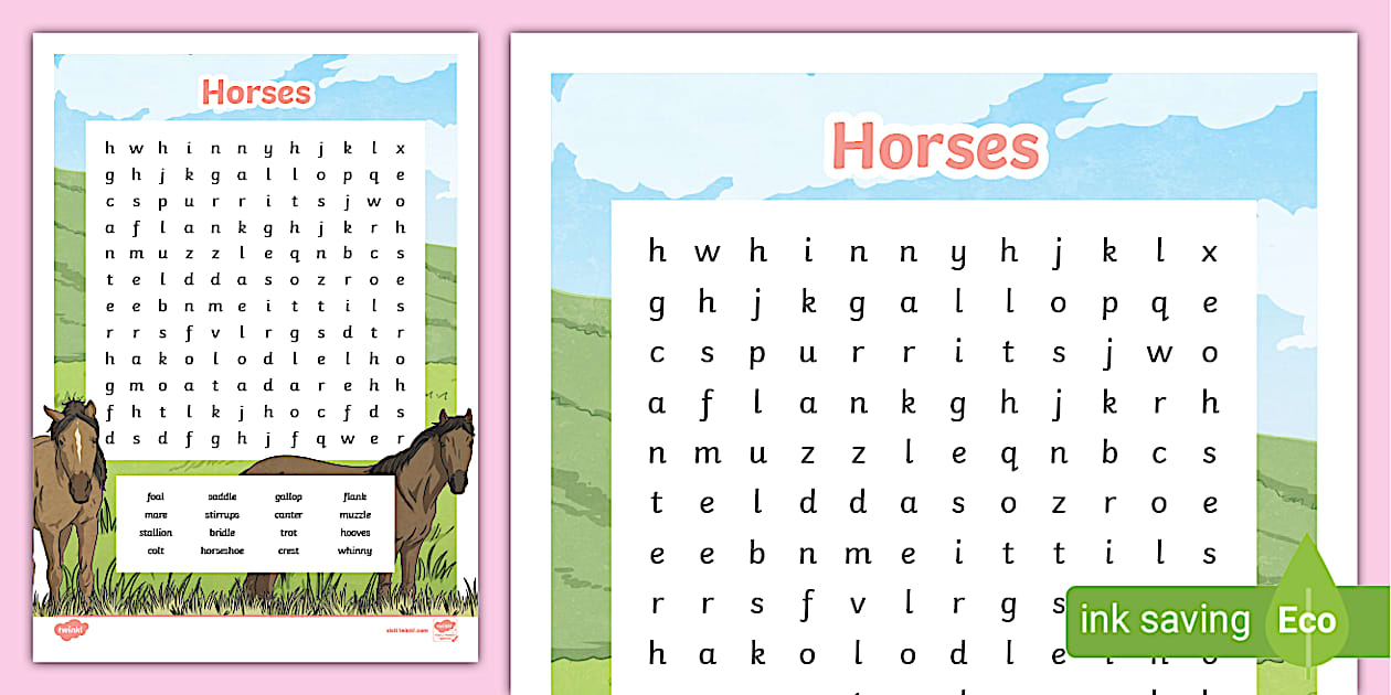 Horse-themed KS2 Word Search - Animals - KS2 - Twinkl