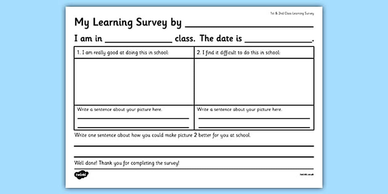 1st and 2nd Class Learning Survey (teacher made) - Twinkl