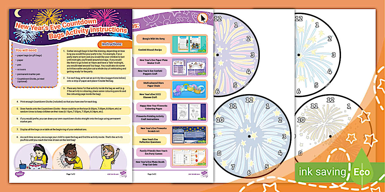New Year's Eve Countdown Bags Activity Instructions