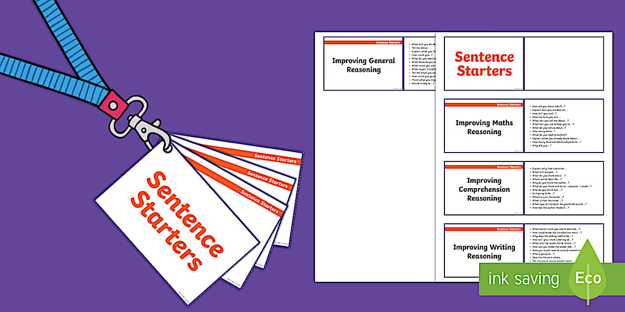 Lanyard Sized KS1 Sentence Starters Cards (teacher made)