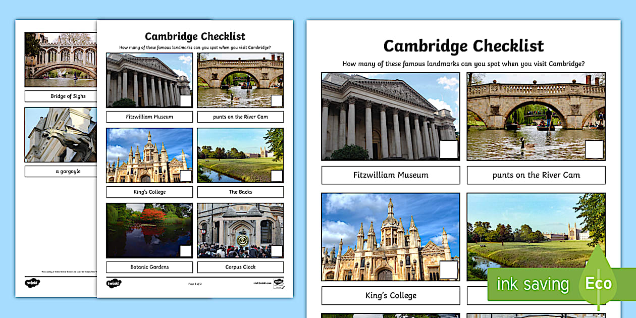 Cambridge Checklist Worksheet / Worksheet - Twinkl