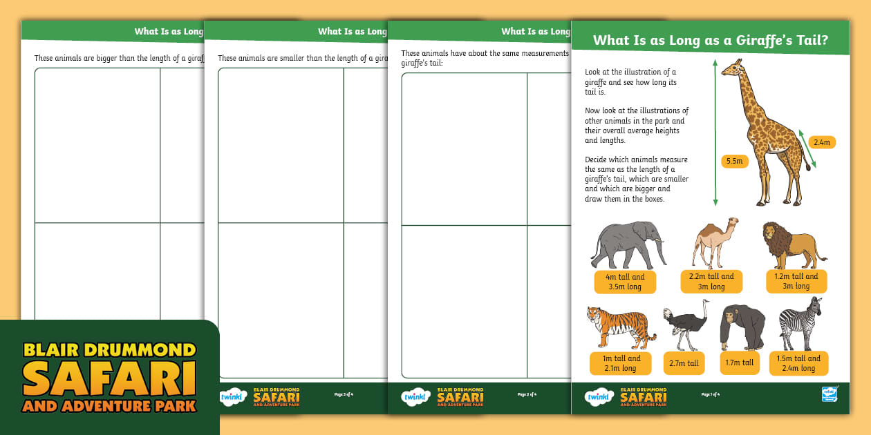 FREE! - What Is as Long as a Giraffe’s Tail? Activity Sheet