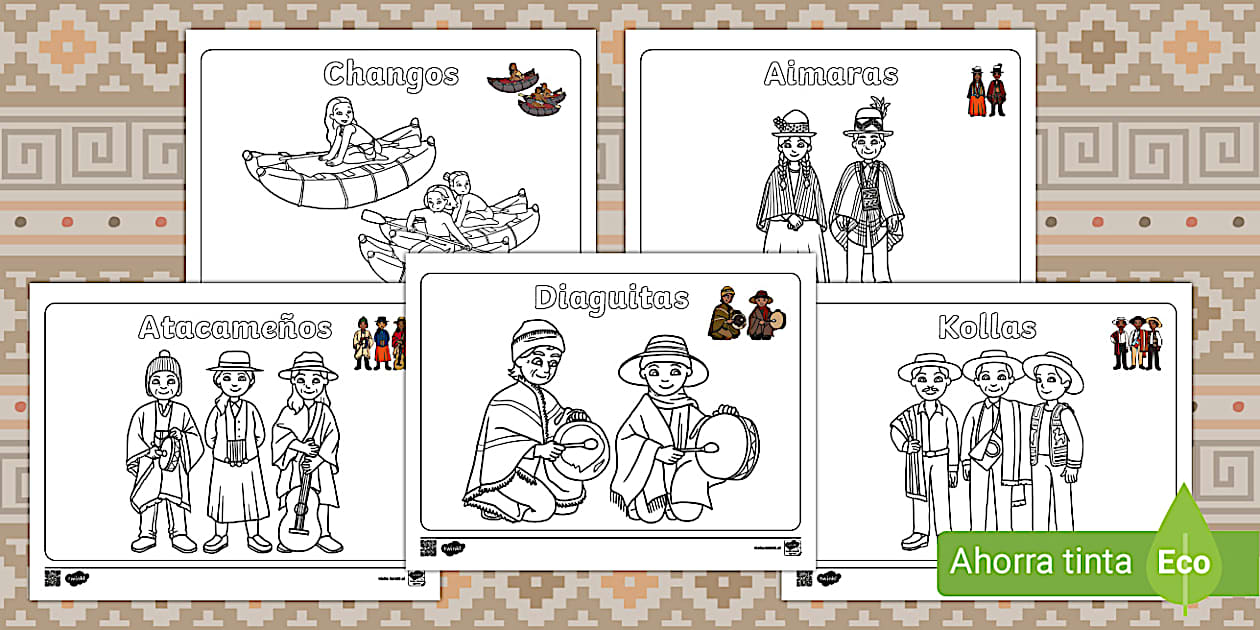 Dibujos Pueblos Originarios de Chile - Zona Norte - Twinkl