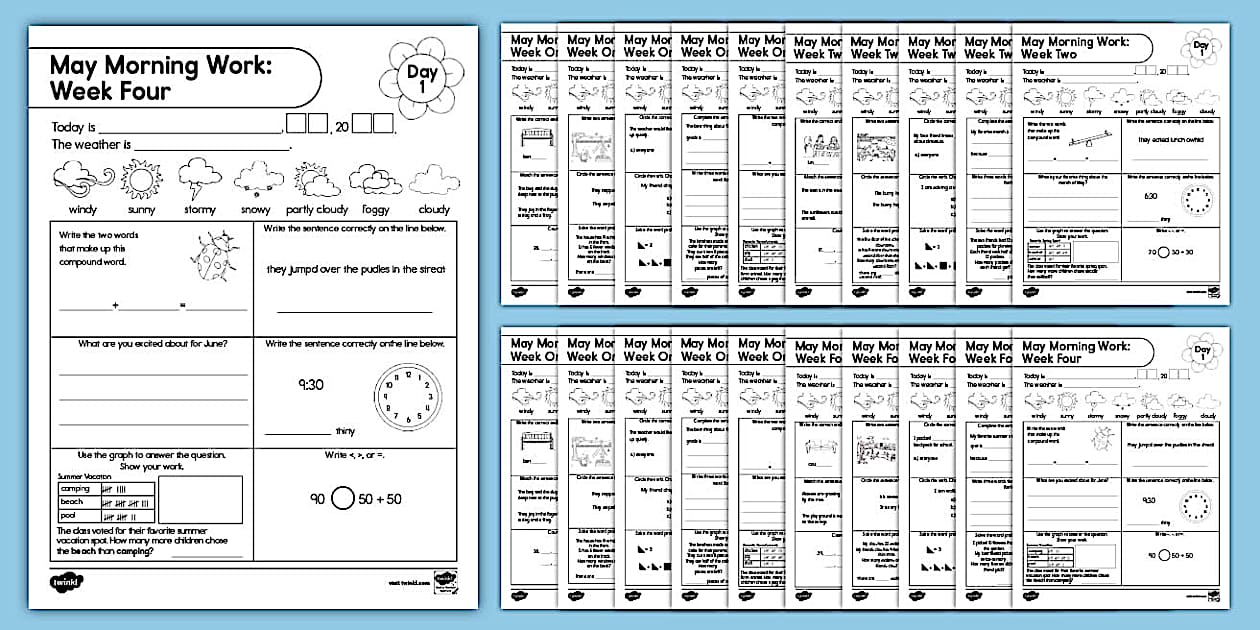 First Grade May Morning Work Bundle (teacher made) - Twinkl