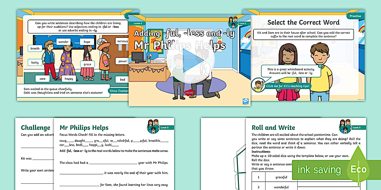 Adding -ful, -less and -ly Lesson Pack - Level 6 Week 28 Lesson 3