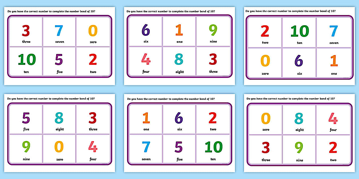 👉 Number Bonds of 10 Spinner Bingo (Teacher-Made)