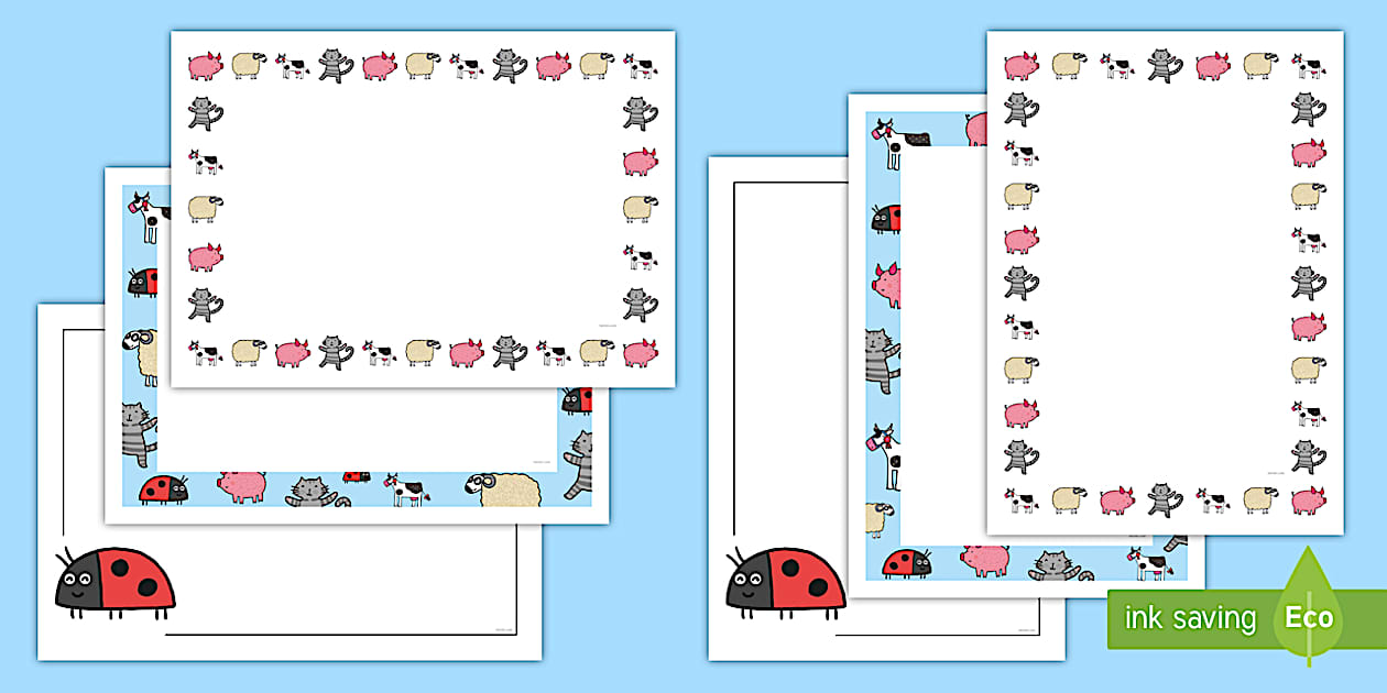 The Listening Ladybird Page Borders Landscape - writing template
