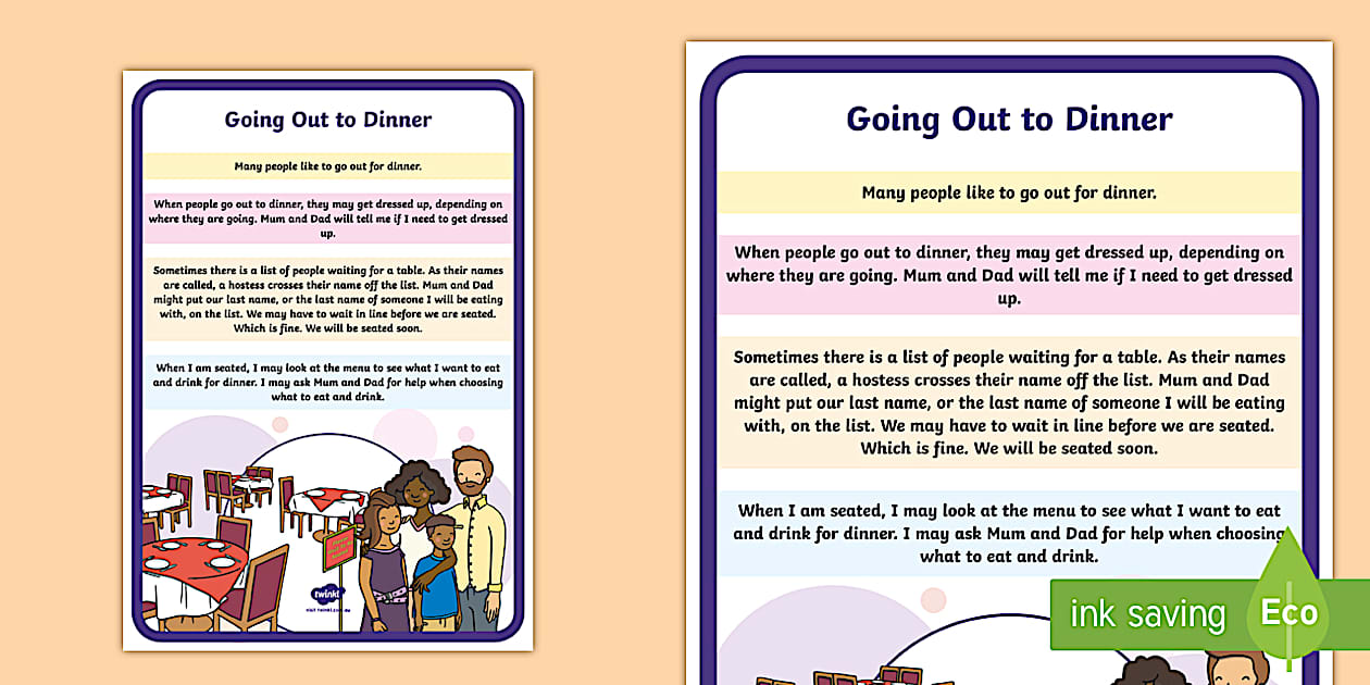 VIC Going Out For Dinner Social Situations (teacher made)