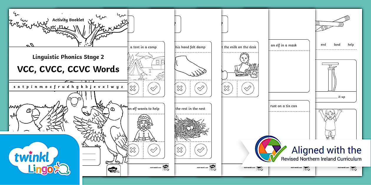 Linguistic Phonics Stage 2 VCC, CVCC, CCVC Activity Booklet