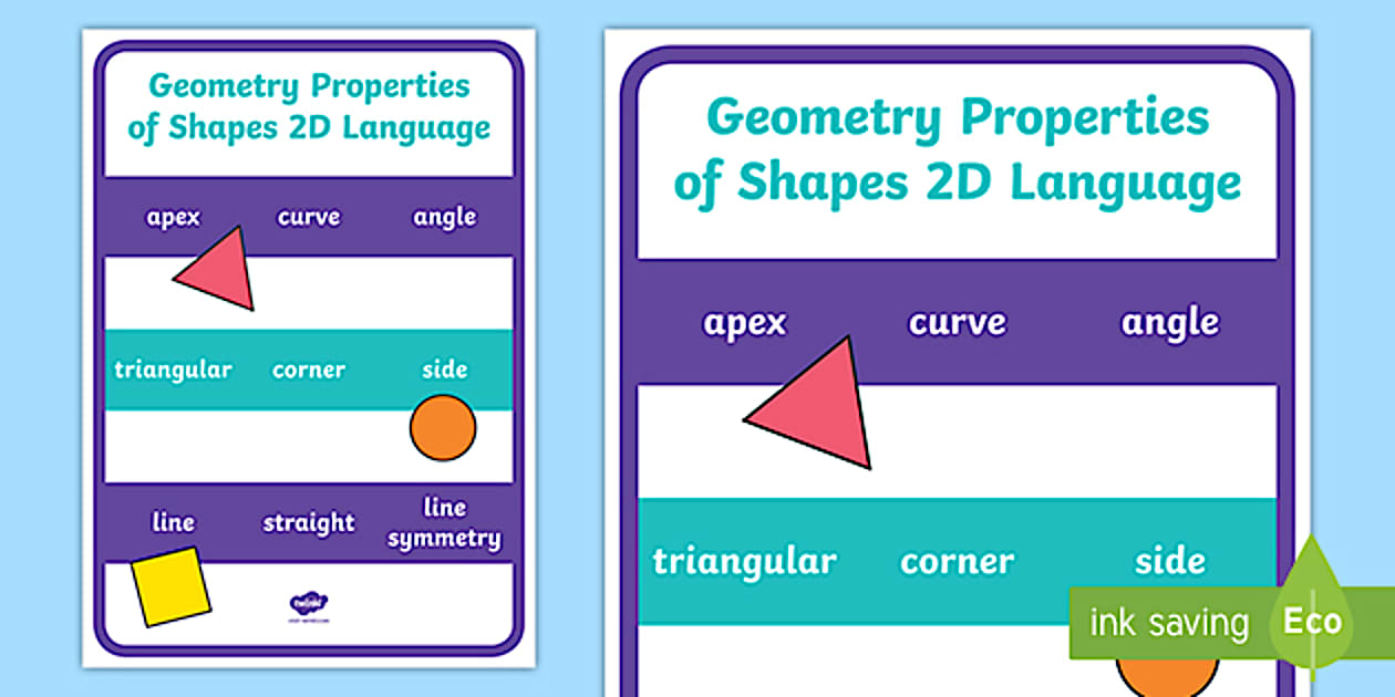 Key Stage 1 Geometry Properties of Shapes 2D Language Poster - Shapes