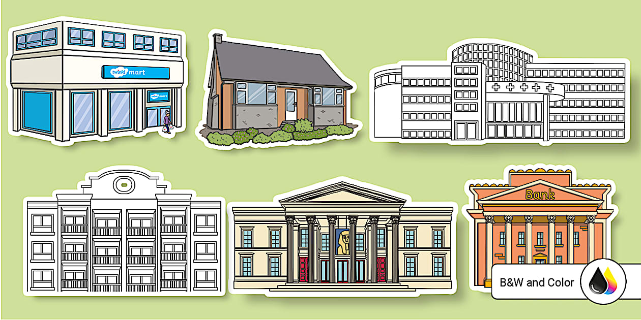 Community Building Cutouts (Teacher-Made) - Twinkl