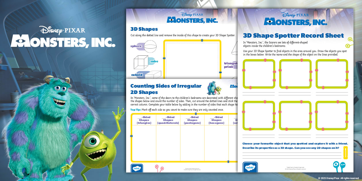 👉 Monsters, Inc.: Monster Maths Shape Pack