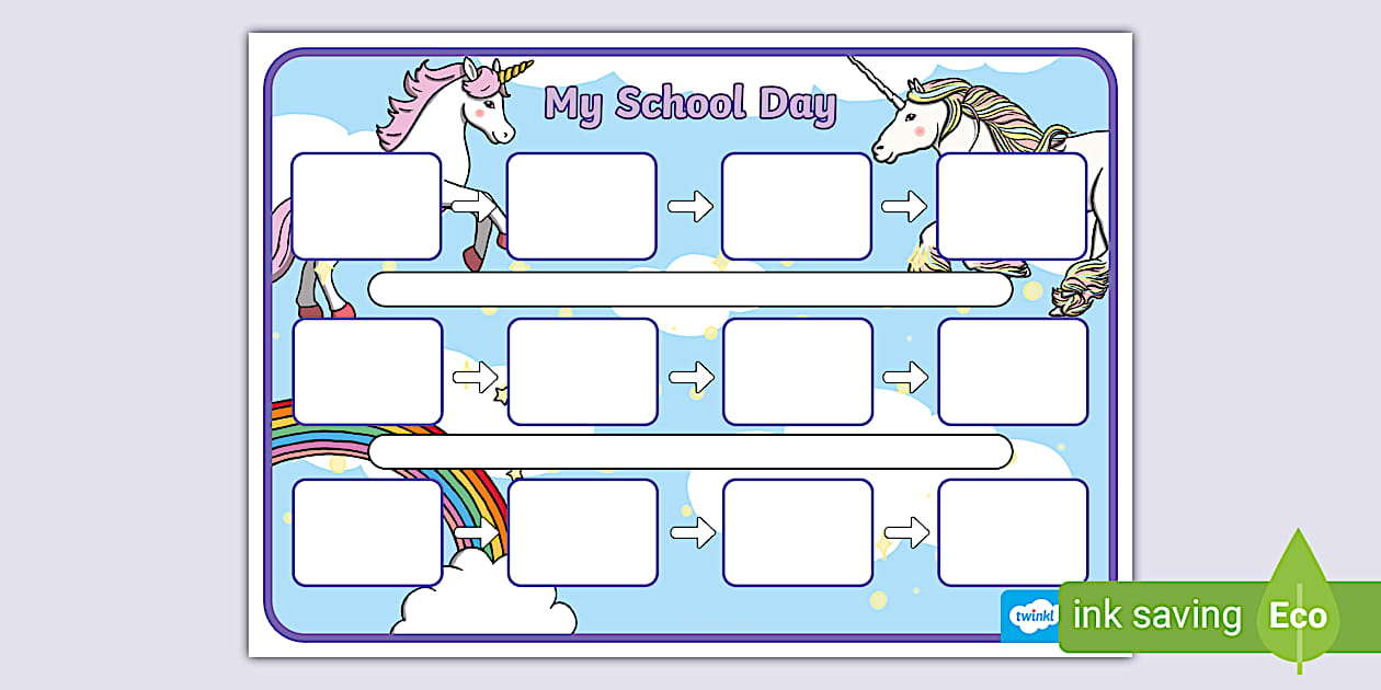 Unicorn Individual Visual Timetable Template - - Twinkl