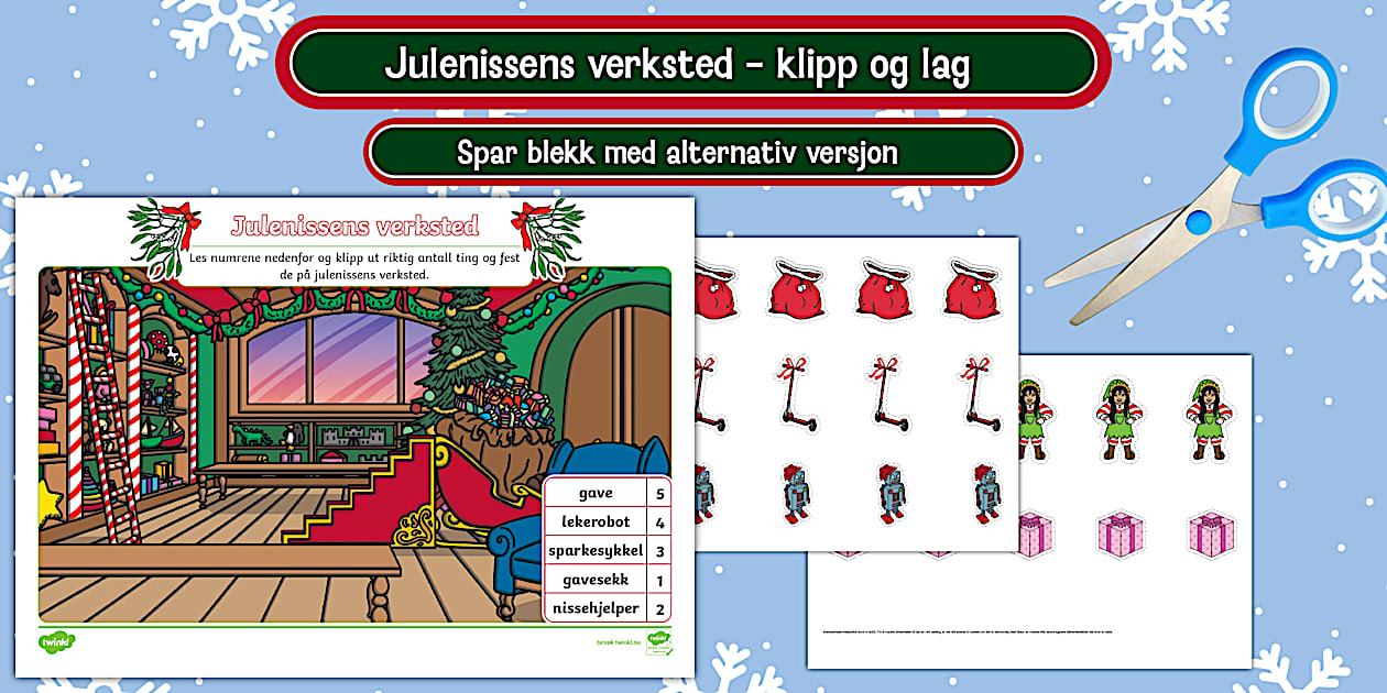 Tell og klipp for å lage juleverksted