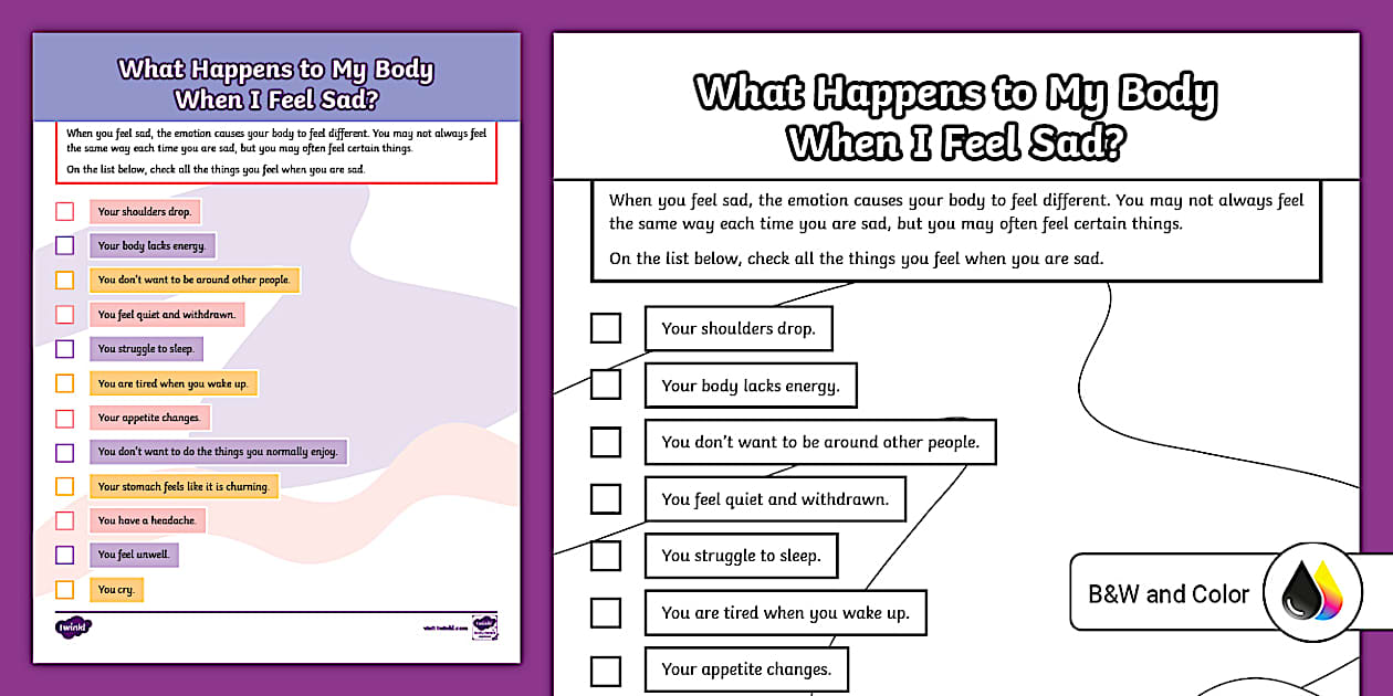 What Happens to My Body When I Feel Sad? Activity Sheet