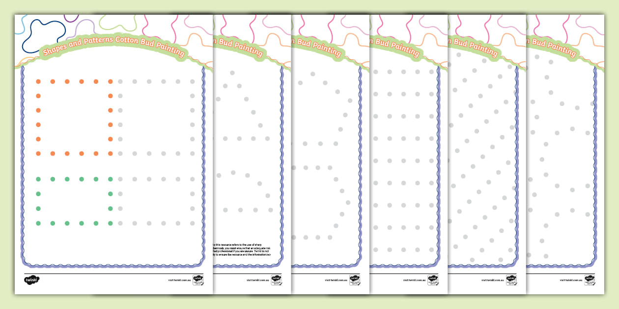 Shapes and Patterns Cotton Bud Painting Worksheet - Twinkl