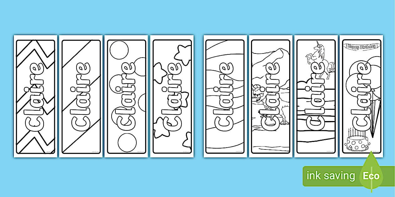 Claire Name Simple Colouring Bookmarks | Twinkl | KS1