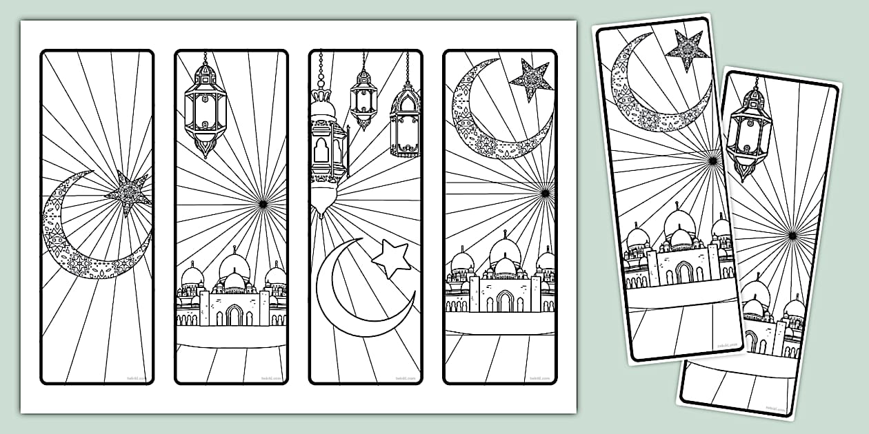 Symbols of Islam Colouring Bookmarks (teacher made) - Twinkl
