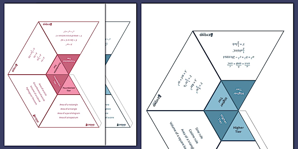 Maths Desk Prompts: Formulae Pyramids - Twinkl