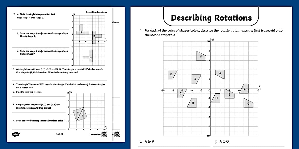 Eighth Grade Describing Rotations Practice (Teacher-Made)
