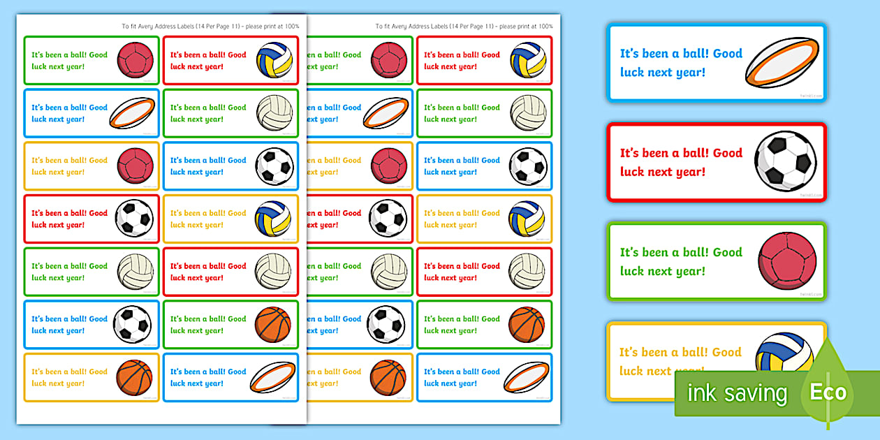 It's Been a Ball! Good Luck Next Year! Labels - Twinkl