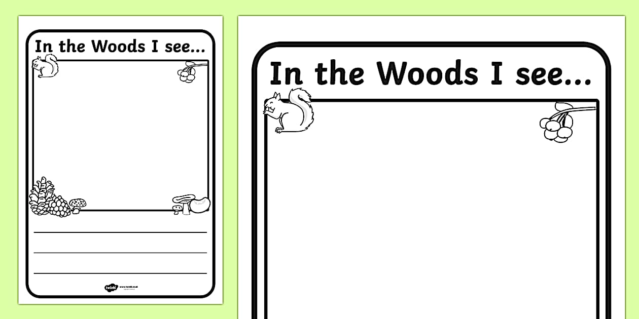 In the Woods I See Writing Frame - ESL Woodland Writing