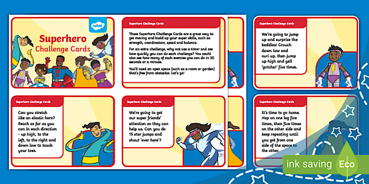 Superhero Gross Motor Challenge Cards (teacher made)