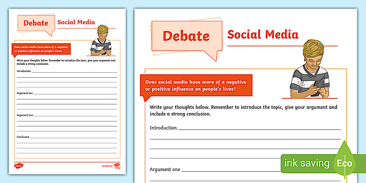 Social Media Debate Writing Frame (teacher made) - Twinkl
