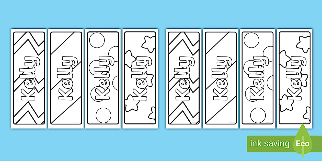 Kelly Name Simple Colouring Bookmarks (teacher made)