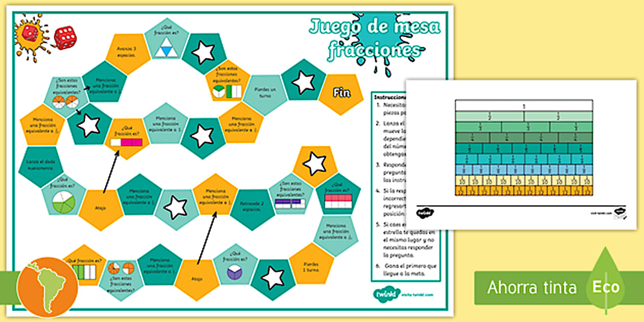 Juego de mesa: Fracciones (teacher made) - Twinkl