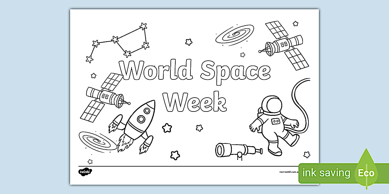 World Space Week Doodle Colouring Poster