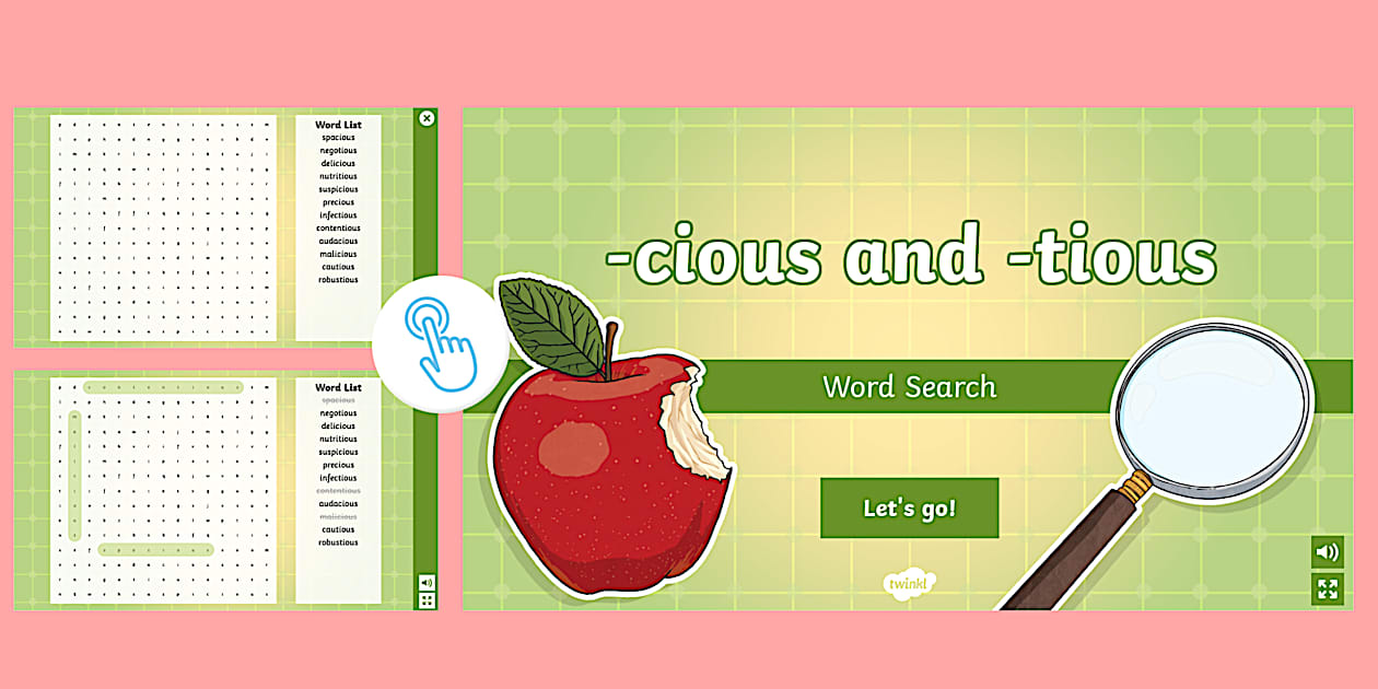 -cious and -tious Interactive Word Search (Teacher-Made)