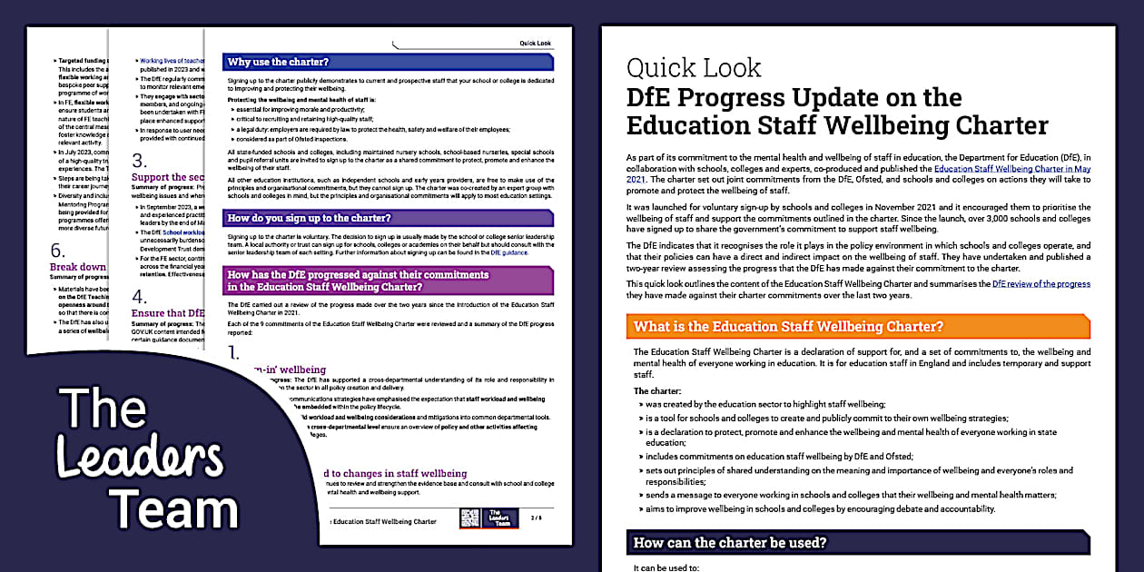 Quick Look: Update on the Education Staff Wellbeing Charter