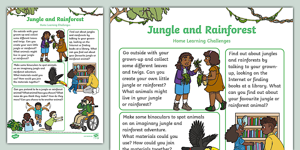 EYFS Jungle Home Learning Challenge Sheet Nursery FS1