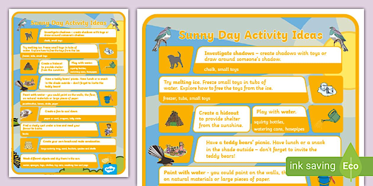 NZ Outdoor Learning: Sunny-Day Activity Ideas (teacher made)