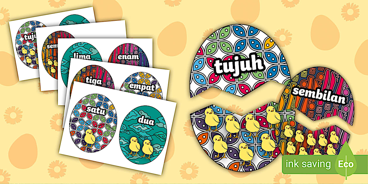 Easter Egg Number Match - Indonesian (teacher made) - Twinkl