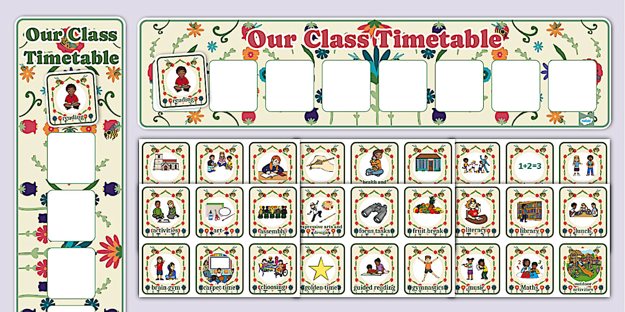 Bee-Themed Classroom Visual Timetable (öğretmen yaptı)