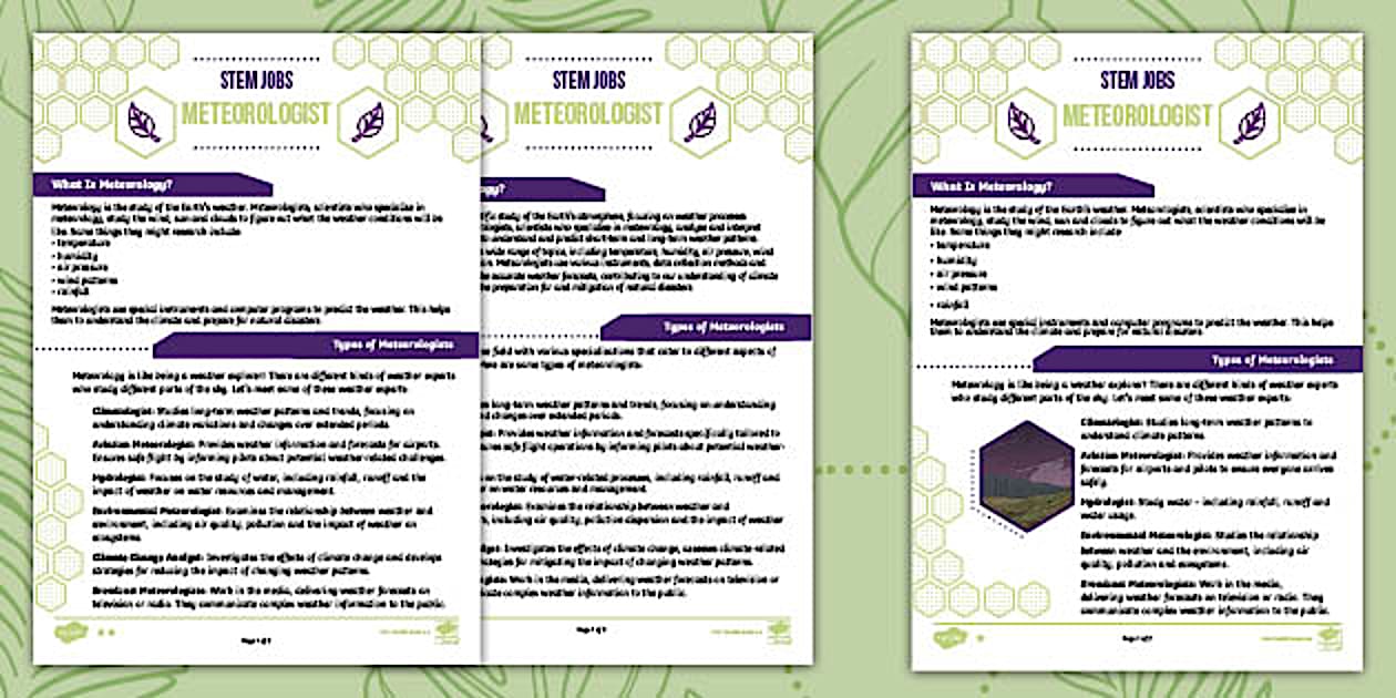 STEM Jobs - Meteorologist Fact File (Differentiated)