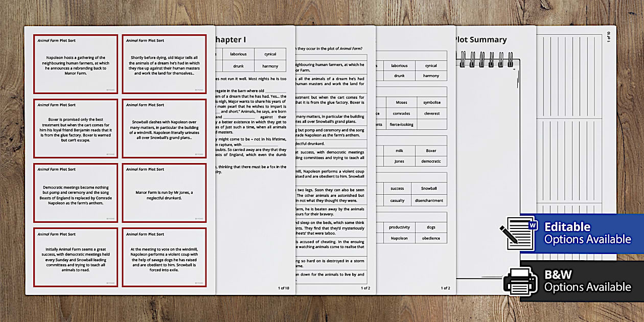 Animal Farm Activity Pack Answer Key - Plot Lesson - Beyond