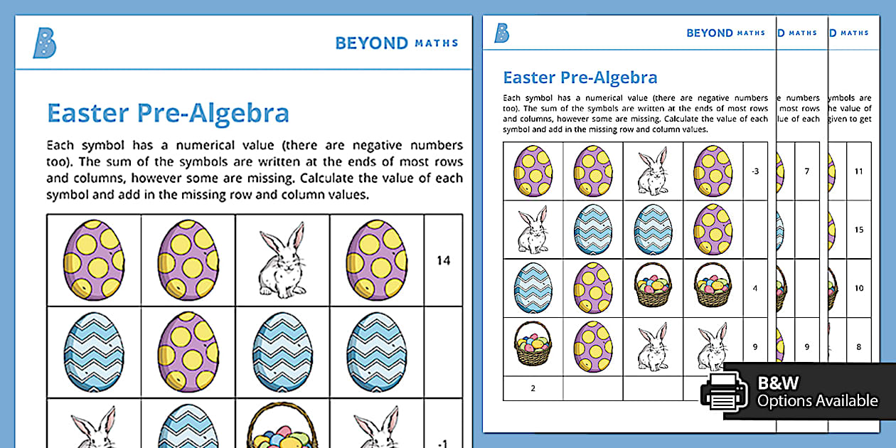 Easter Pre-Algebra Differentiated Activity (Teacher-Made)