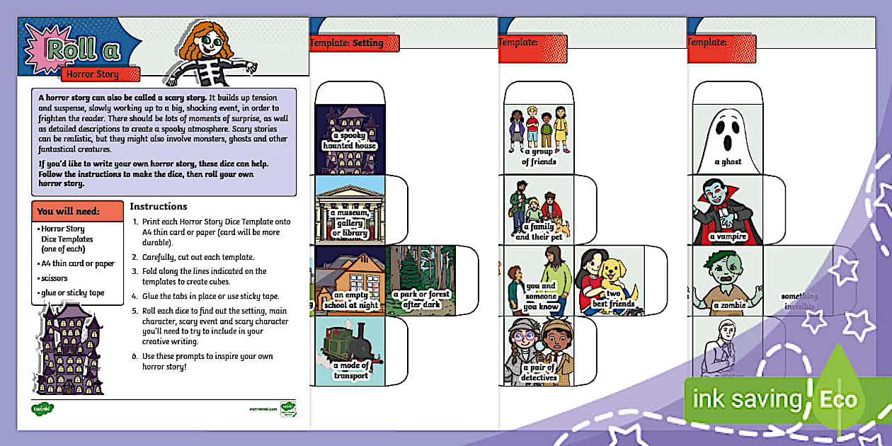 Roll a Horror Story (Ages 5 - 7) - Horror Story Dice