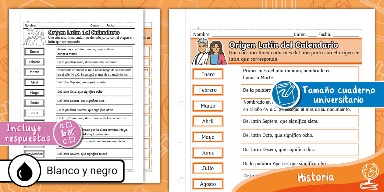 Guía de Trabajo | Origen Latín Calendario | Historia