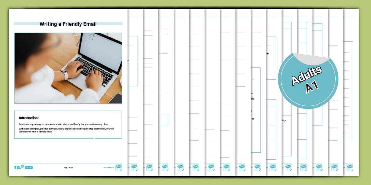 ESL Writing a Friendly Email Activity Sheet [Adults, A1]