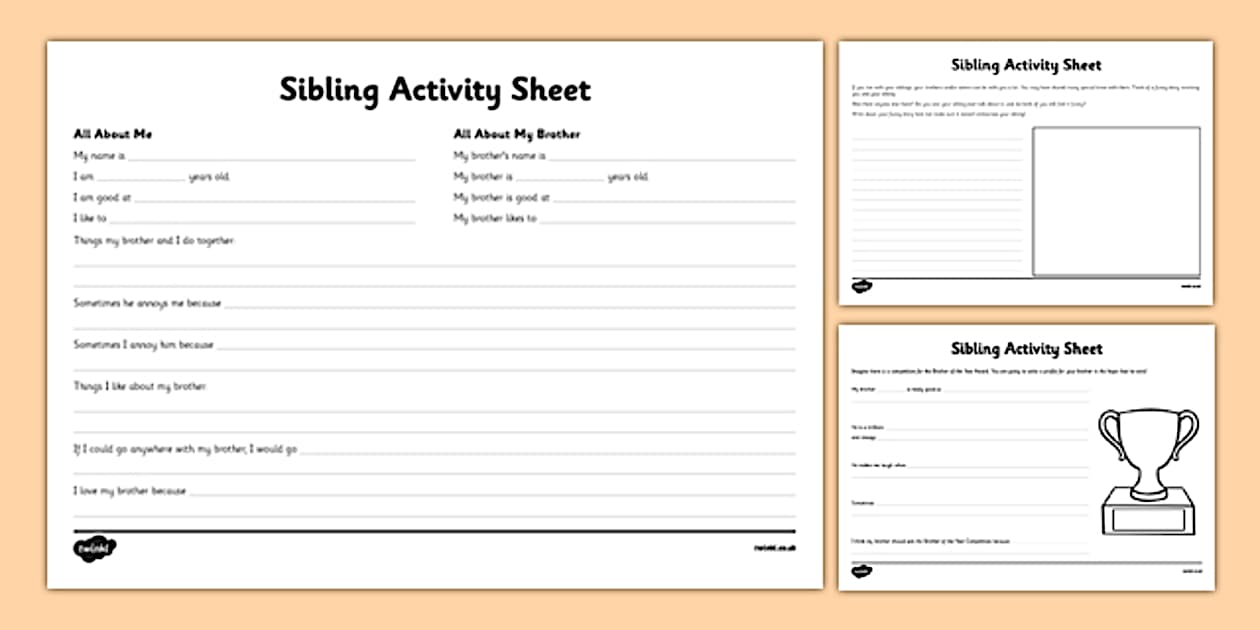 Siblings Worksheet / Worksheet, worksheet - Twinkl
