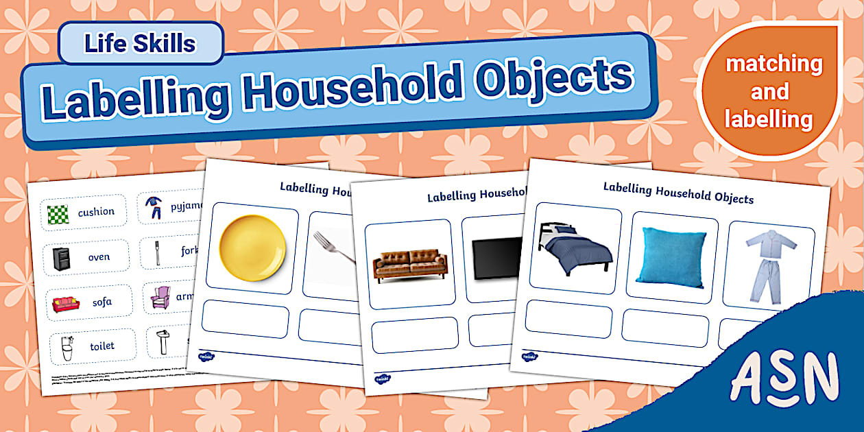 Life Skills: Labelling Household Objects Activity Sheet