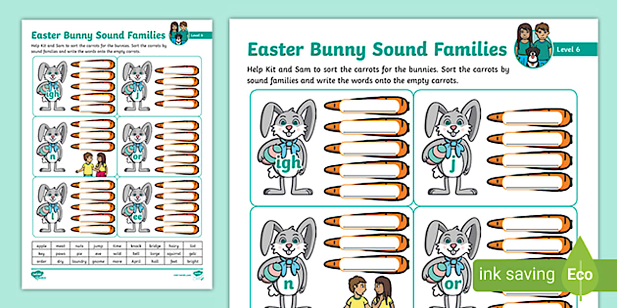 Easter Phonics Level 6 Easter Bunny Sound Families - Twinkl