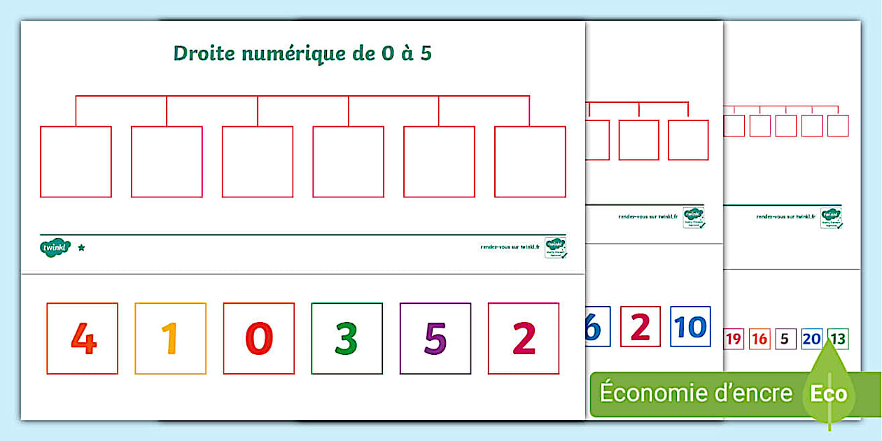 Activité différenciée de droites numérique de 0 à 20